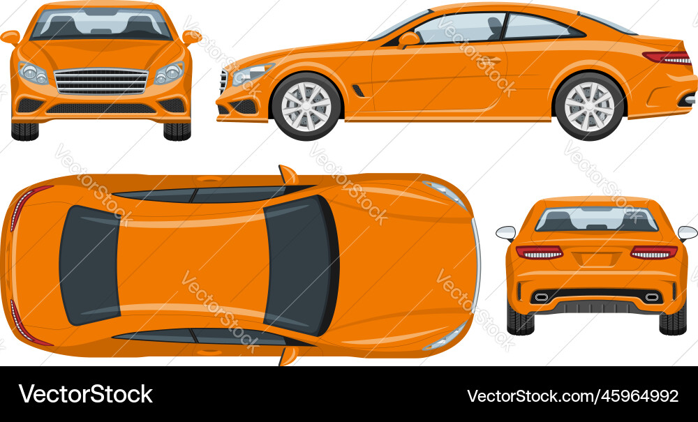Sports car template side front back top view Vector Image