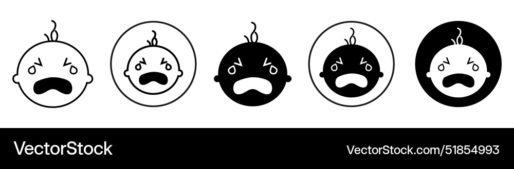 Baby crying icon set collection for web Royalty Free Vector