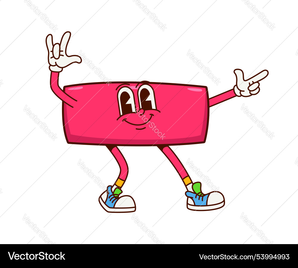 Cartoon math minus sign groovy retro character Vector Image