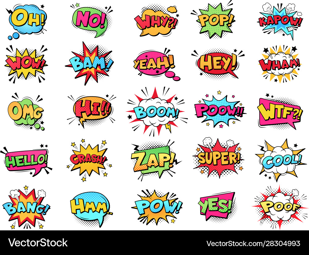 Comic speech bubble cartoon book text Royalty Free Vector