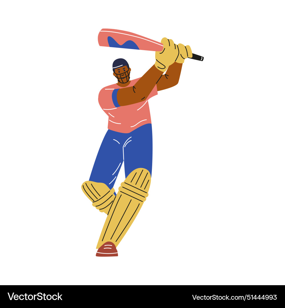 Cricket batsman in motion Royalty Free Vector Image