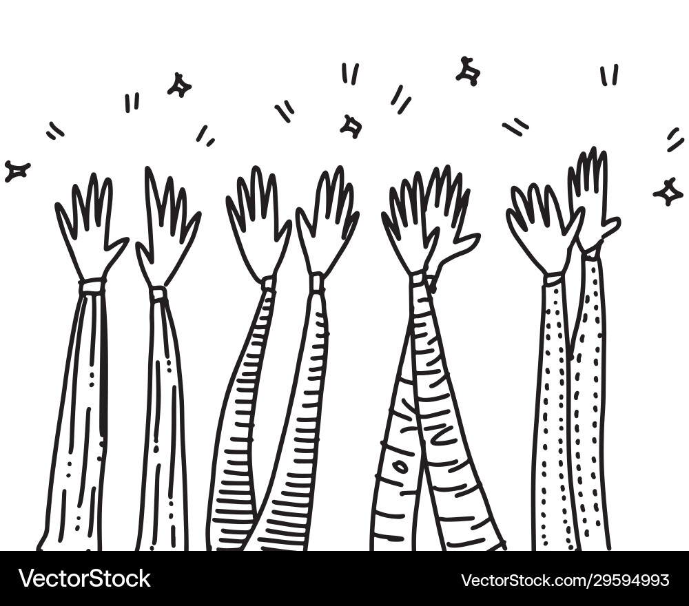 Hand drawn sketch style human hands clapping Vector Image