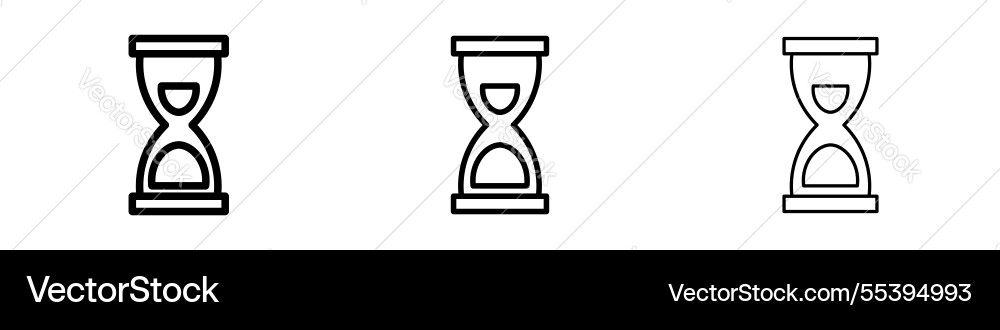 Hourglass end icons in three different stroke Vector Image