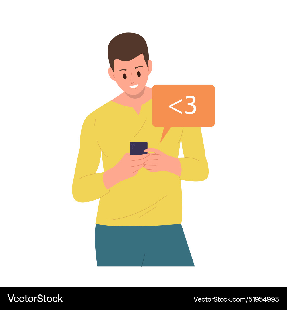 Man character using mobile phone texting message Vector Image