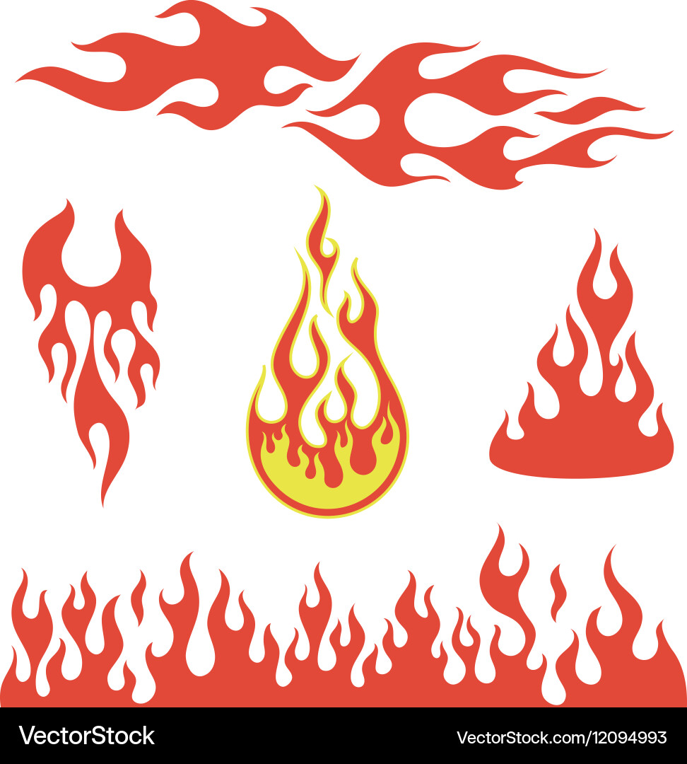 Red flame elements Royalty Free Vector Image - VectorStock