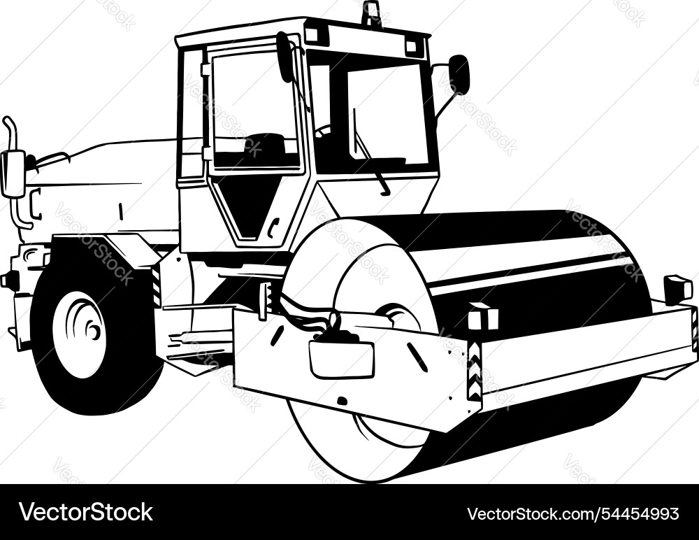 Road roller - heavy equipment machinery Royalty Free Vector