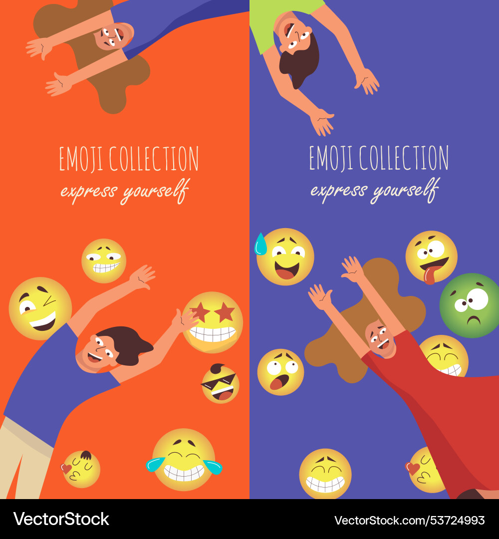 Two banners templates with happy people and big Vector Image