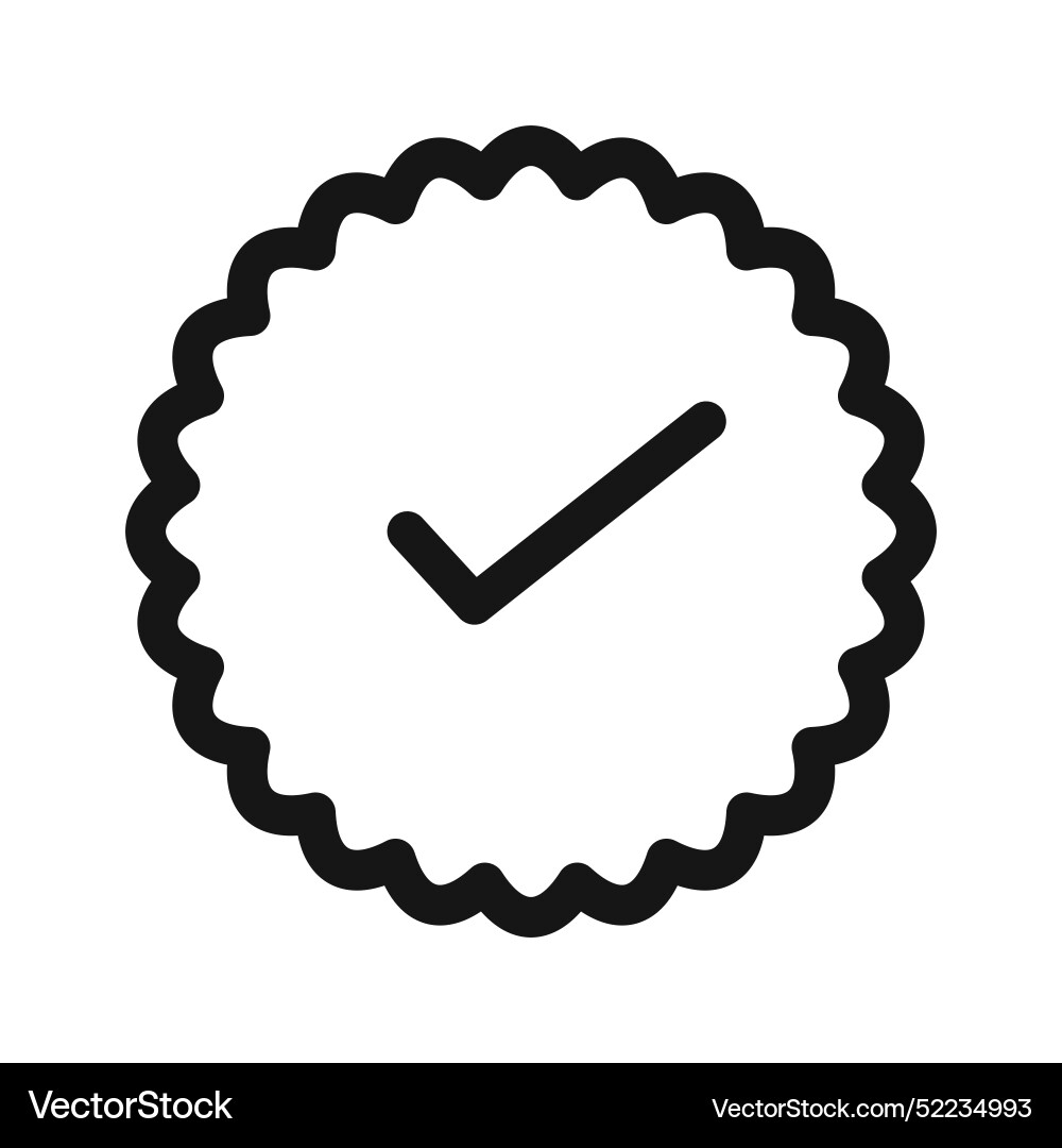 Verified badge icon black line art logo Royalty Free Vector