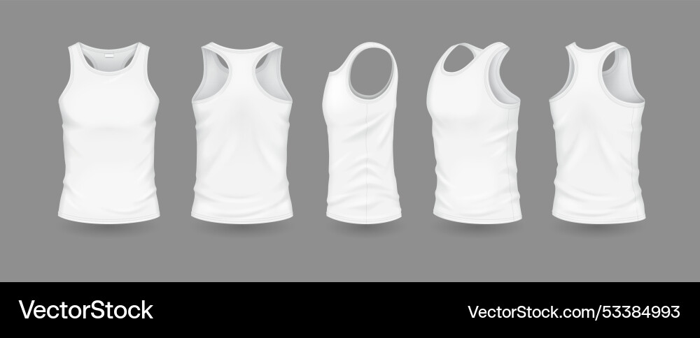 White men tank tops with brand mockup Royalty Free Vector