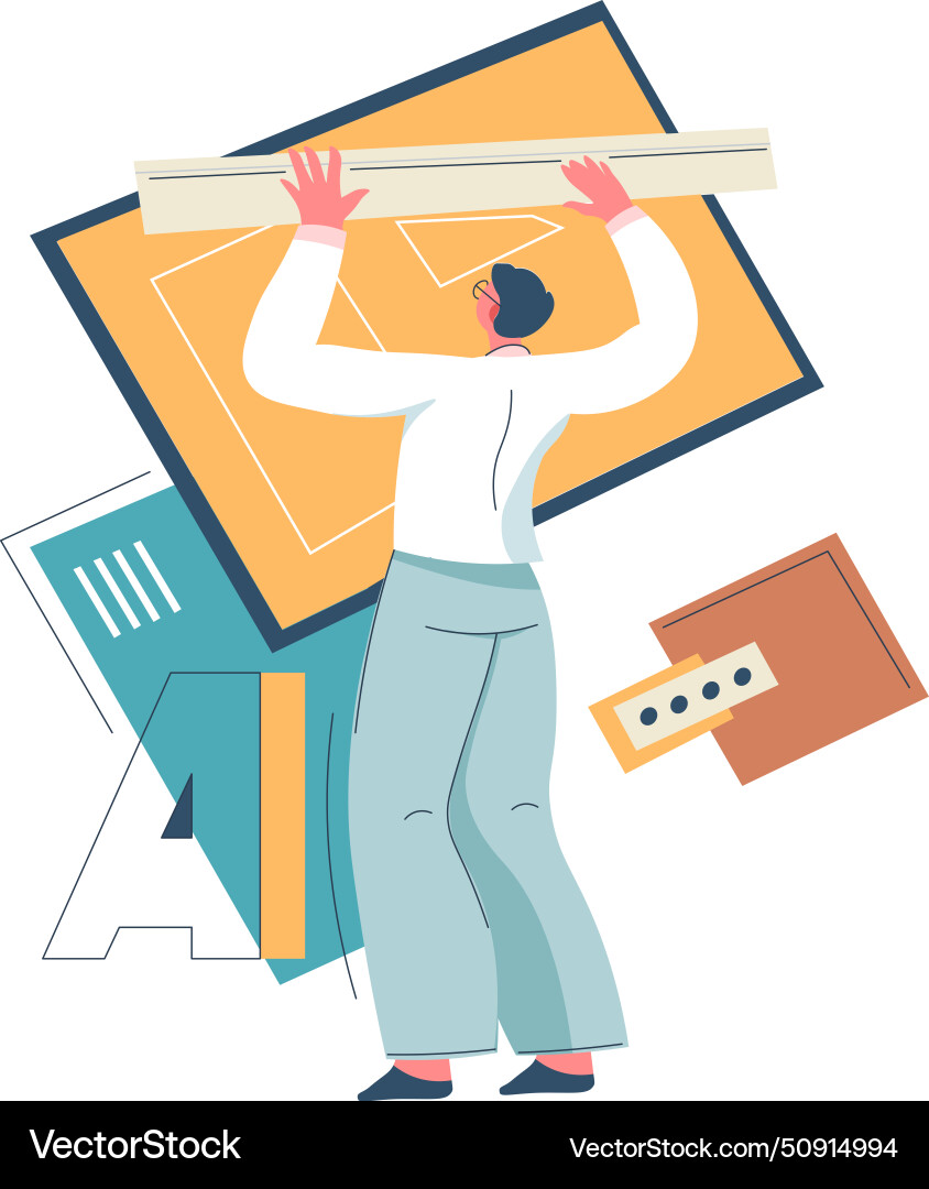 Architect working on project engineer with sketch Vector Image