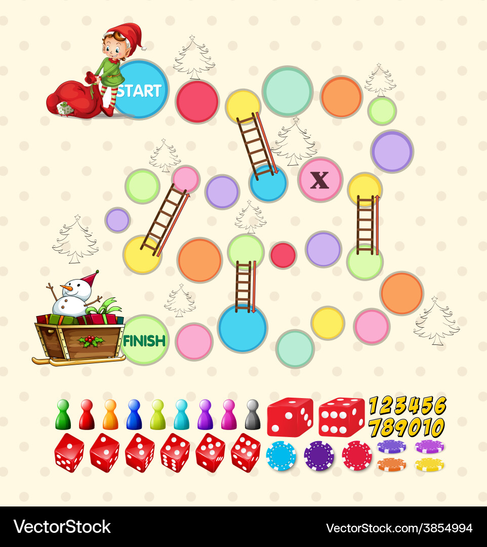Christmas Board Game Template Royalty Free Vector Image