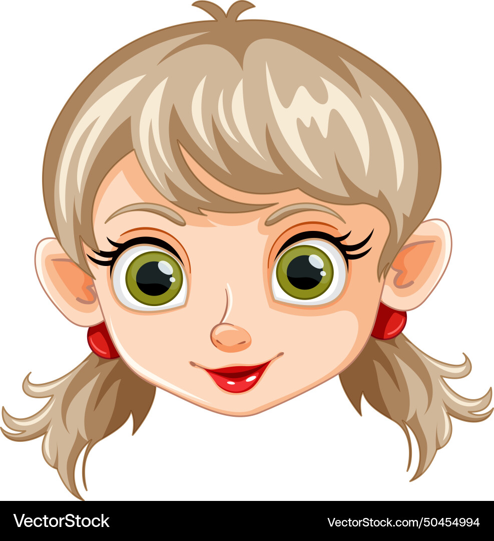 Cute elf character with big green eyes Royalty Free Vector