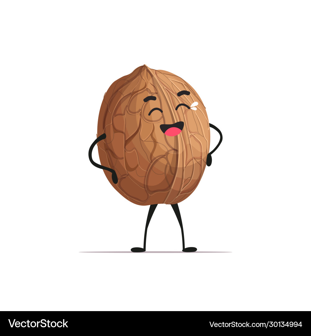 Cute walnut character cartoon mascot nut healthy Vector Image
