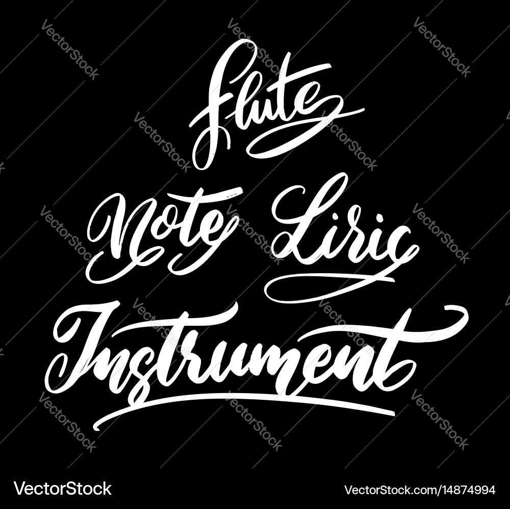 Music instrument hand written typography Vector Image