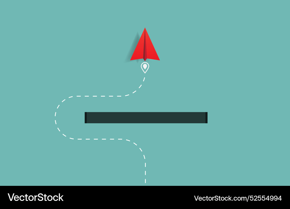 Paper plane passes through the obstacles business Vector Image