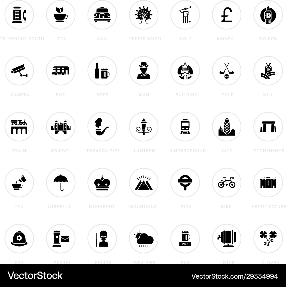 Set simple icons united kingdom Royalty Free Vector Image