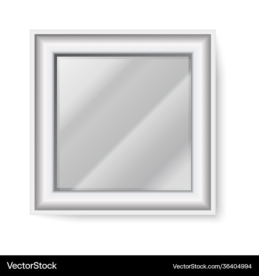 Square mirror realistic glass shape with frame Vector Image