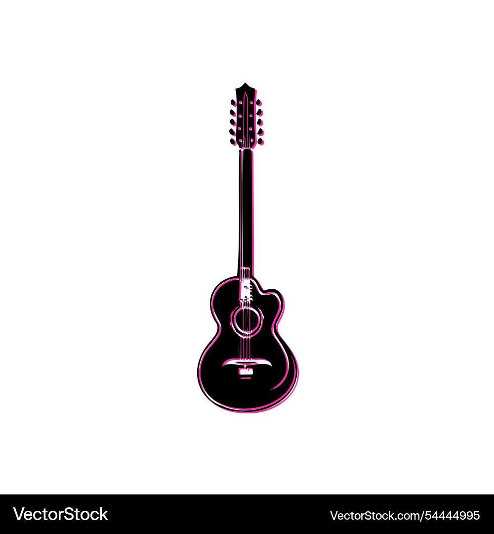 12 string acoustic guitar silhouette music Vector Image