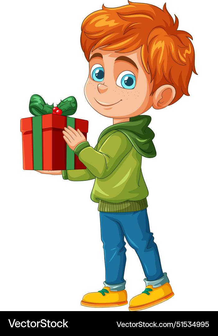 A boy with a present in hand Royalty Free Vector Image