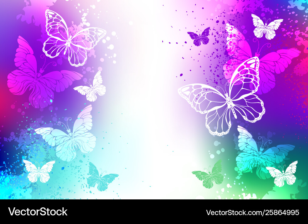 Bright background with white butterflies Vector Image