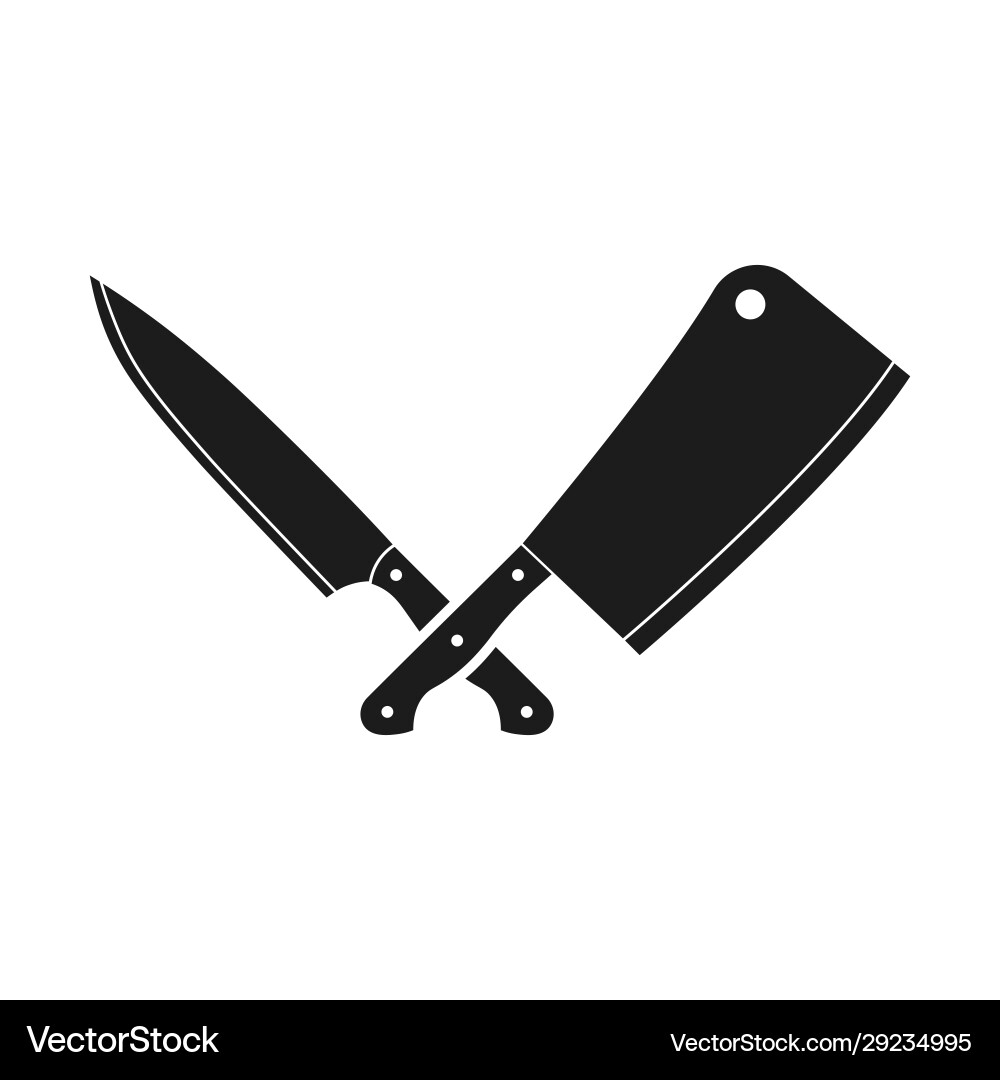 Crossed Knives Icon - Flat Style Royalty Free Vector Image