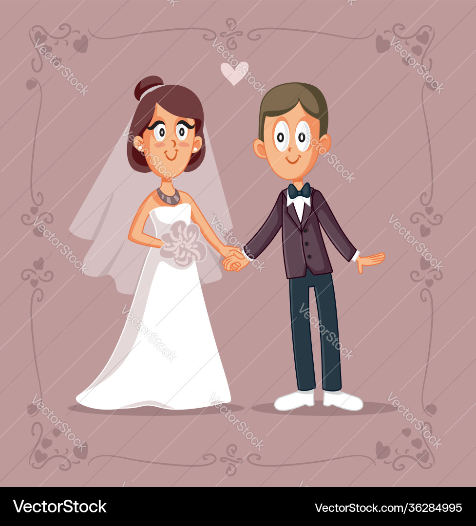 Cute cartoon couple getting married Royalty Free Vector