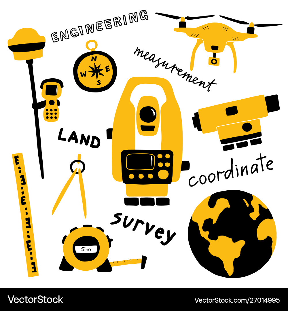 Geodetic measuring equipment engineering Vector Image