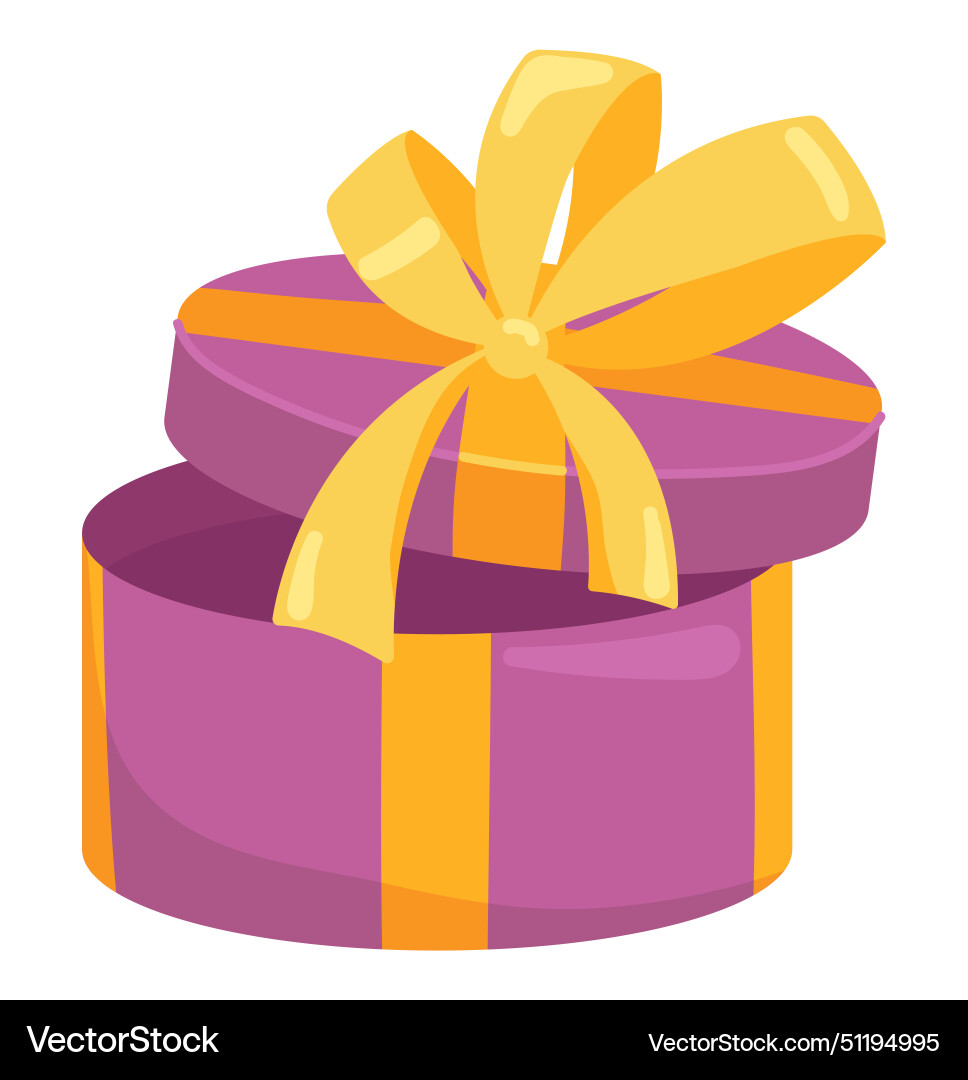 Gift box in flat design open present or prize Vector Image