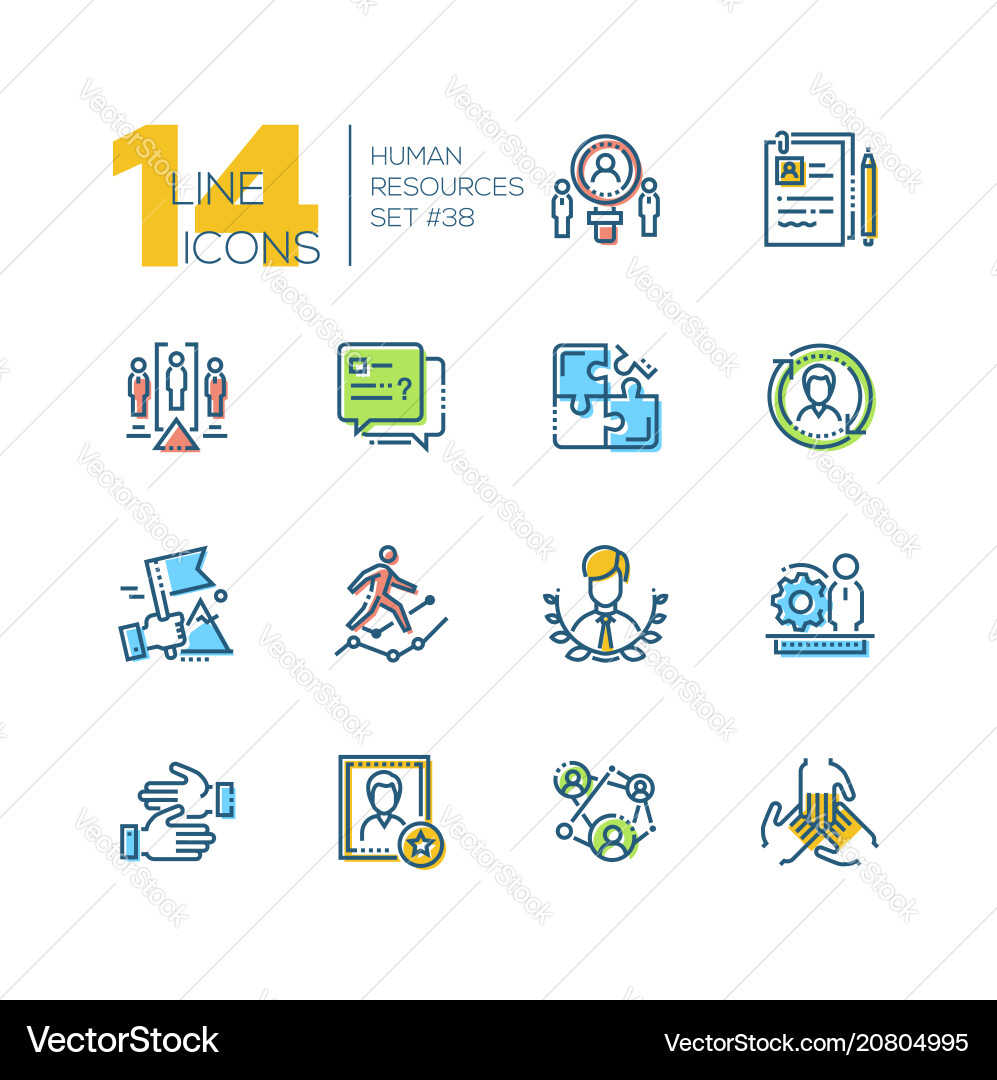 Human Resources Icon Set - Line Style Royalty Free Vector