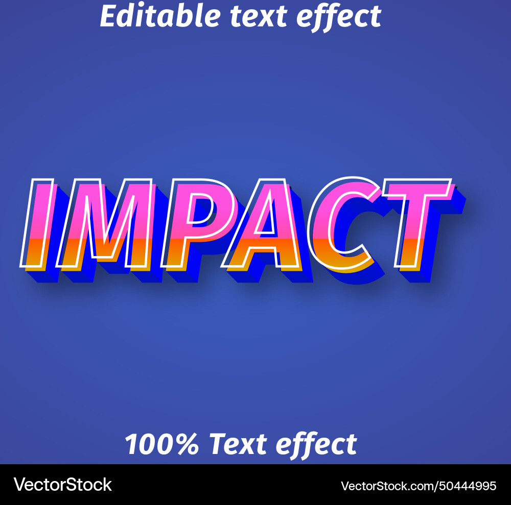 Impact editable text effect Royalty Free Vector Image