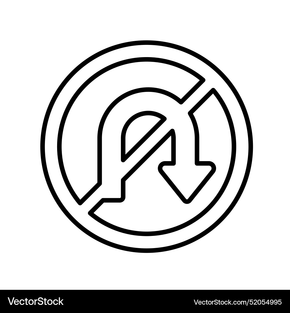 No u-turn sign icon for traffic regulations road Vector Image