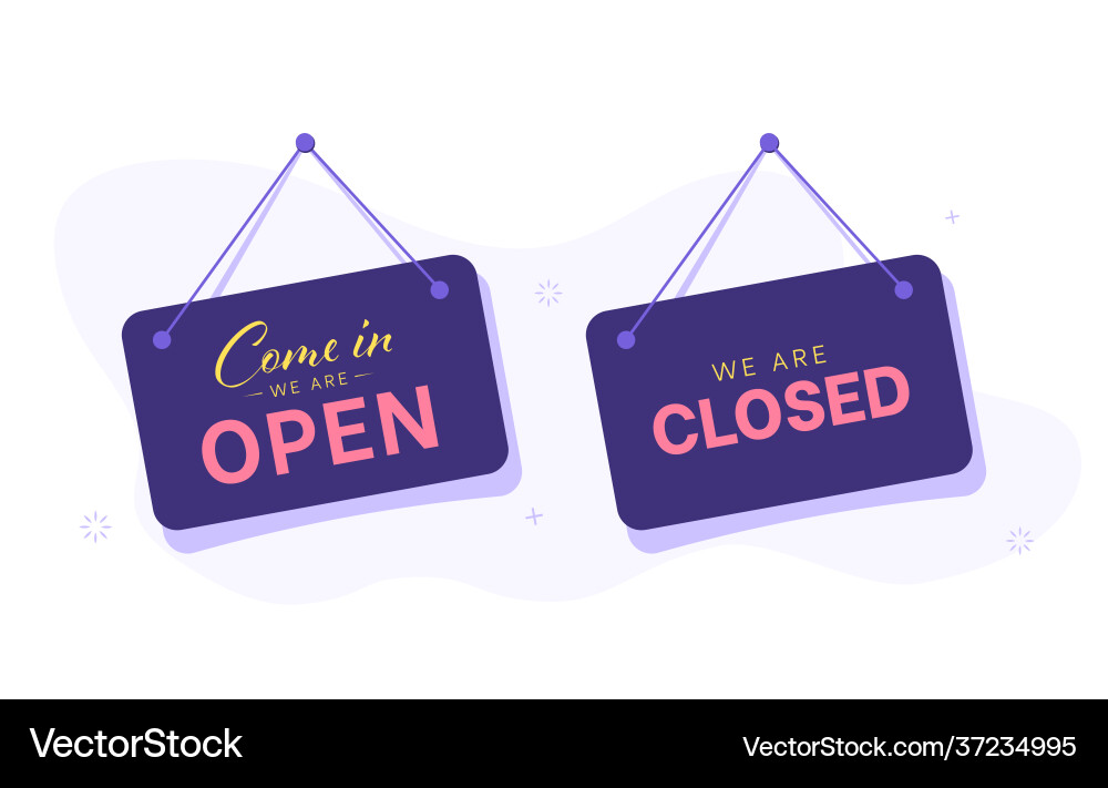 Open and close signboards Royalty Free Vector Image