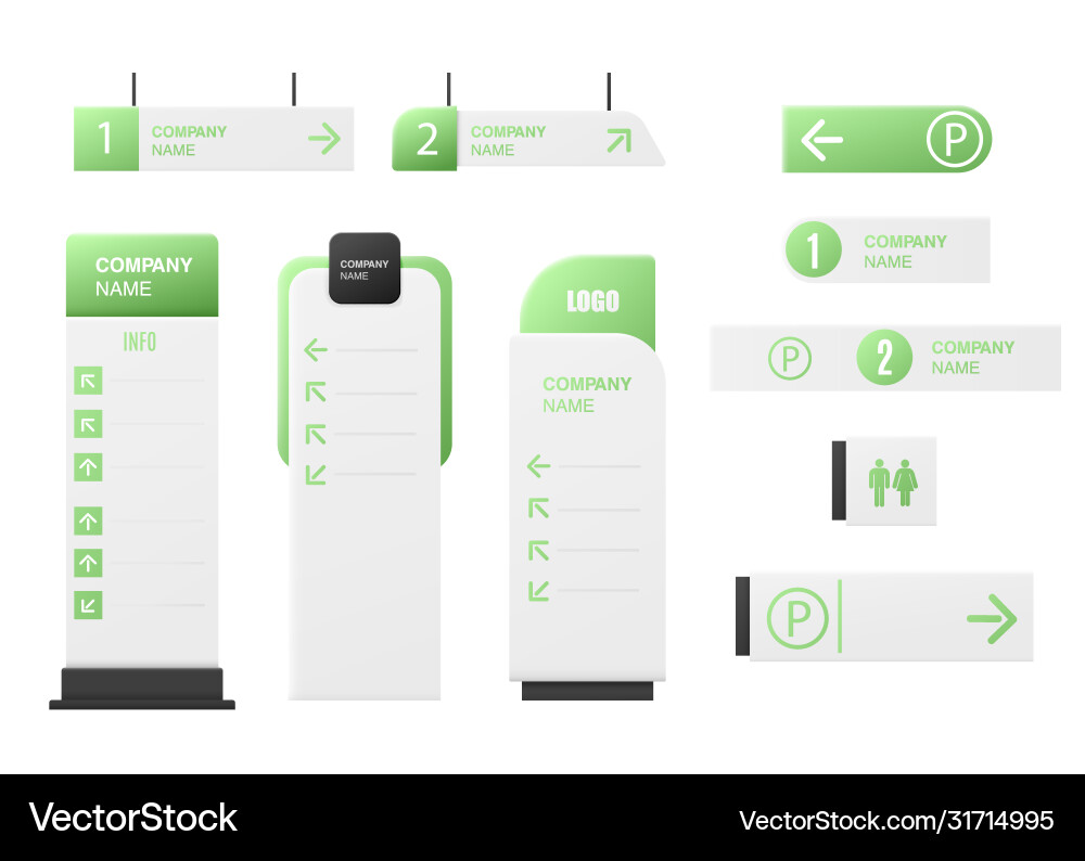 Realistic Company Signage Mockup Set Royalty Free Vector