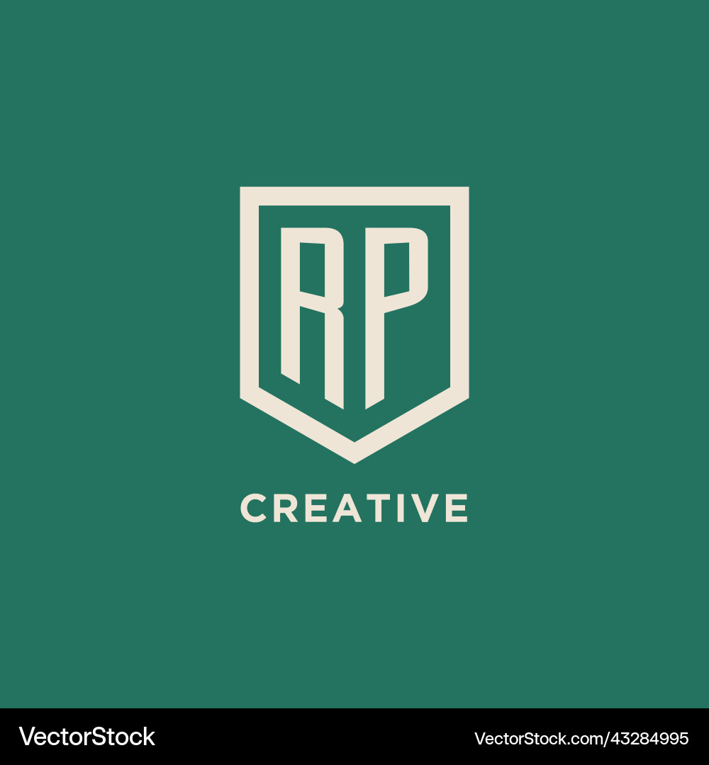 Rp initial logo monogram shield geometric shape Vector Image