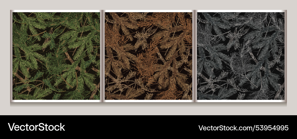 Seamless camouflage patterns with fir twigs Vector Image