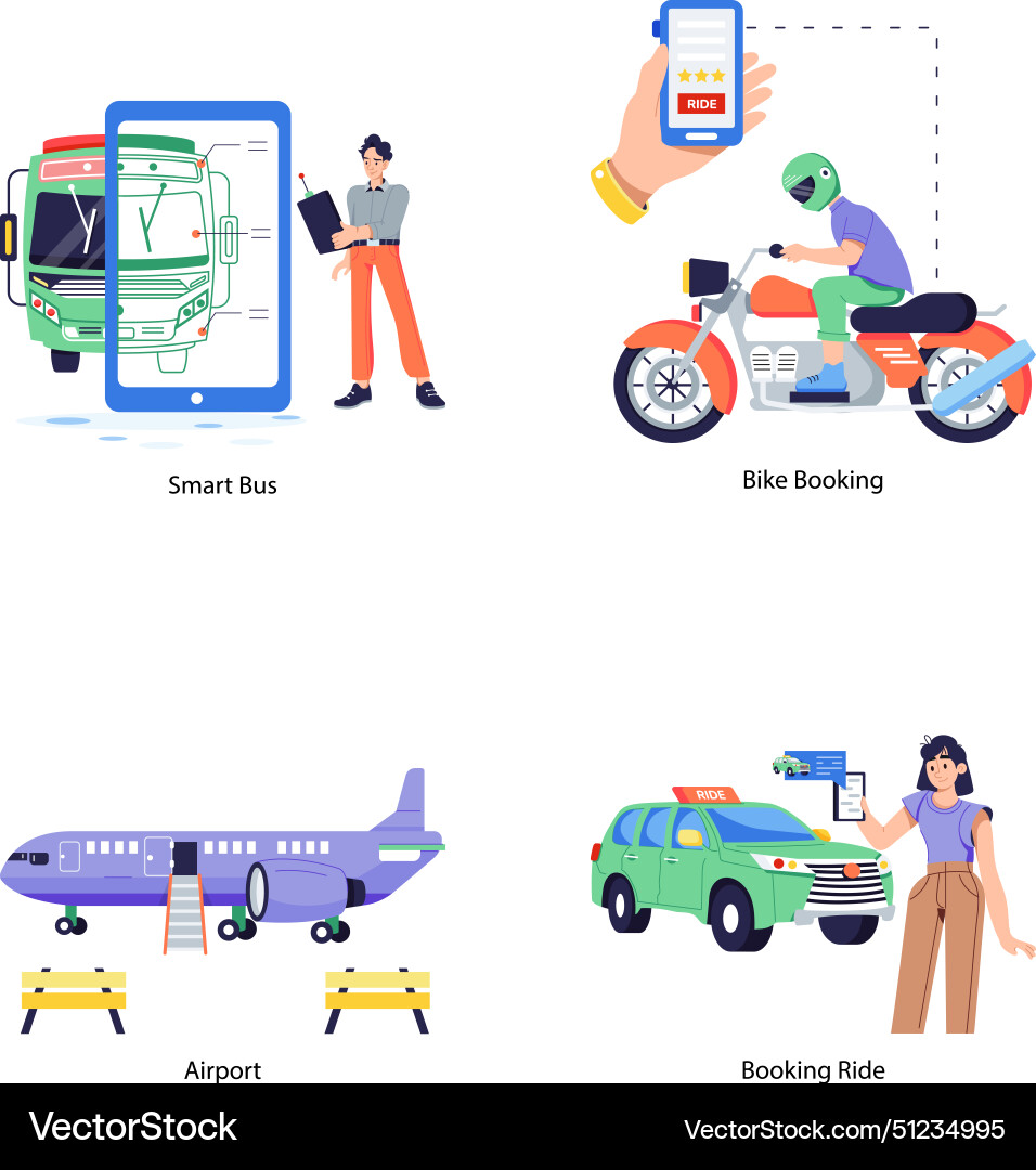 Set of transportation flat Royalty Free Vector Image