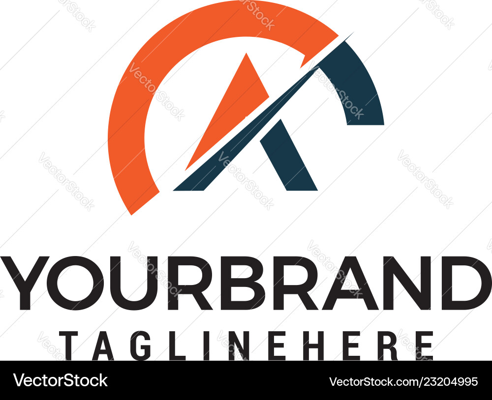 Speed letter a with tachometer logo Royalty Free Vector