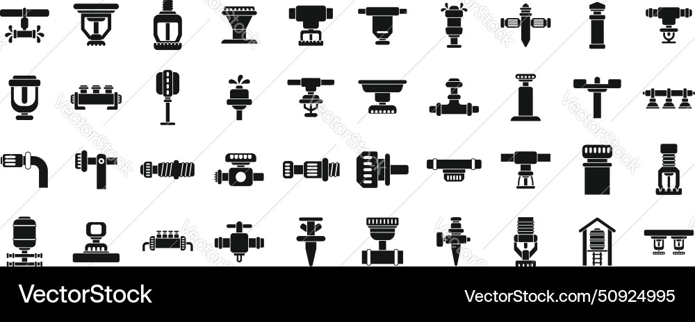 Sprinkler system icons set simple water Royalty Free Vector