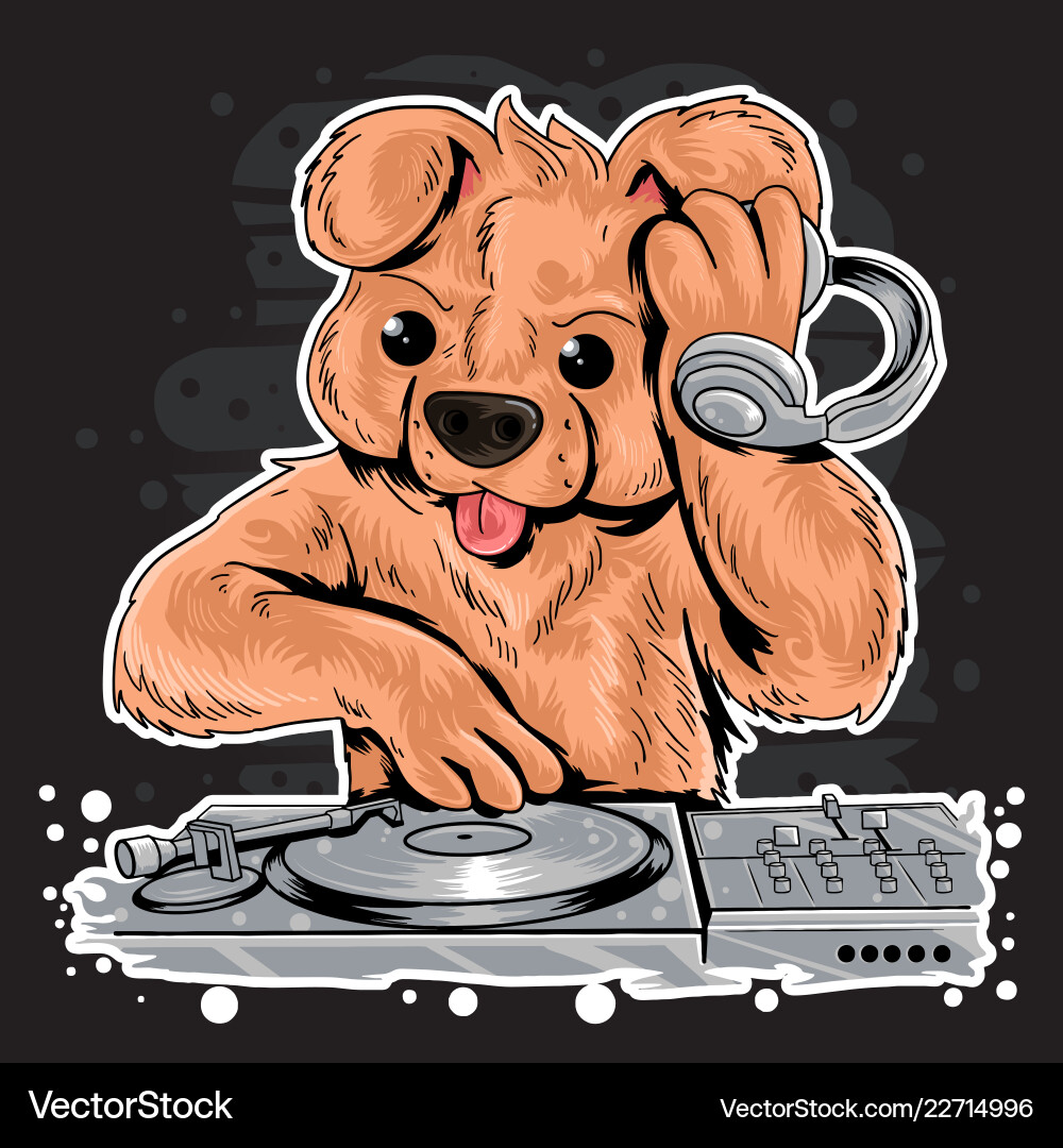 Bear dj music teddy Royalty Free Vector Image - VectorStock