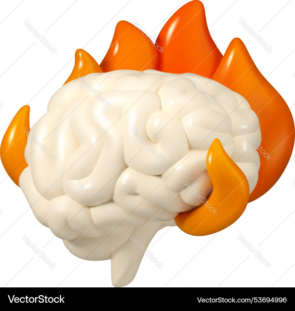 Burning Brain Emoji - Stress Icon Royalty Free Vector Image