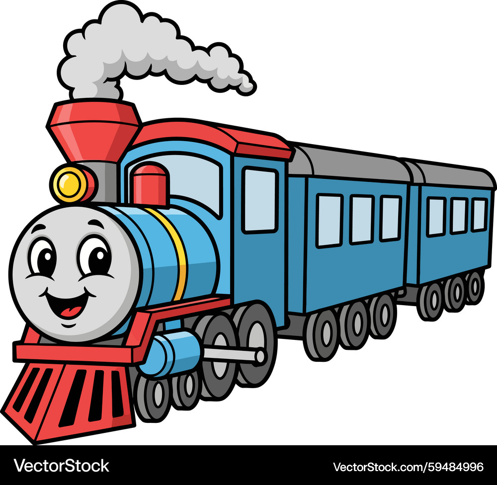 Cheerful Blue Steam Train Royalty Free Vector Image