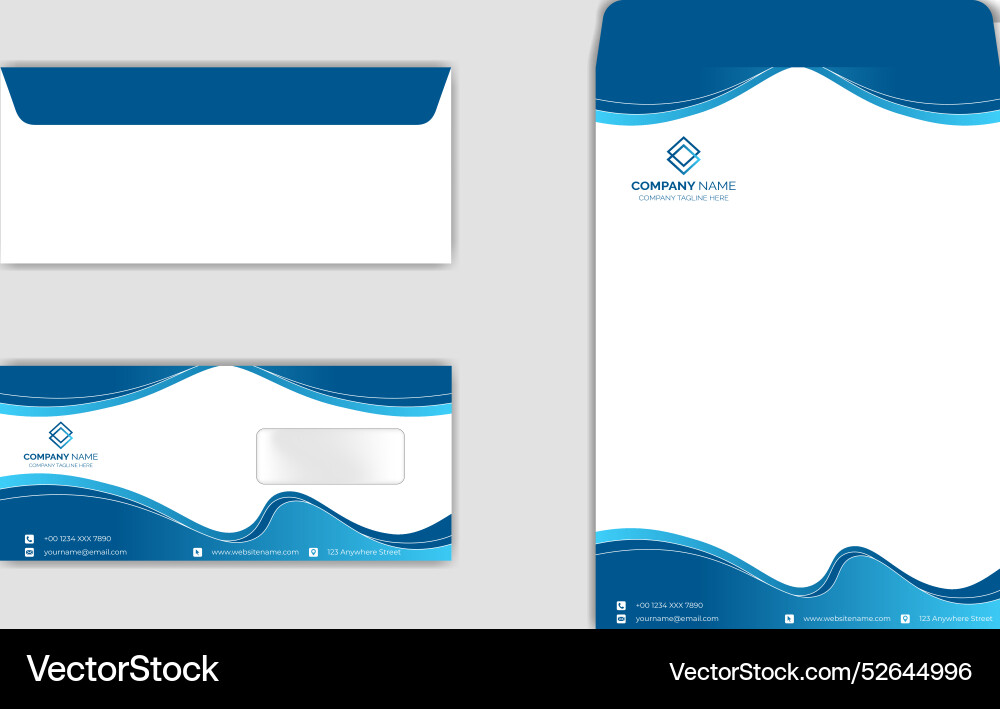 Corporate envelope design template set Royalty Free Vector