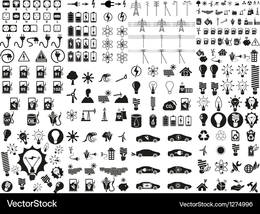 Energy and resource icon set Royalty Free Vector Image