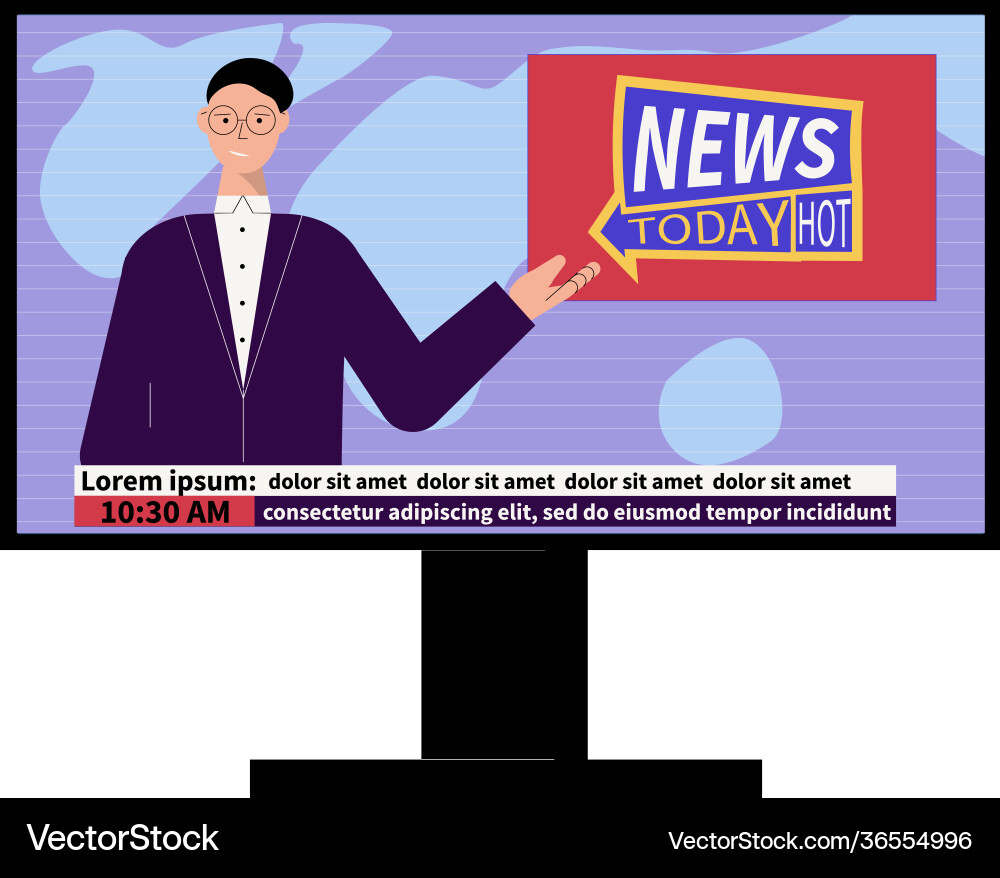 News on tv composition Royalty Free Vector Image