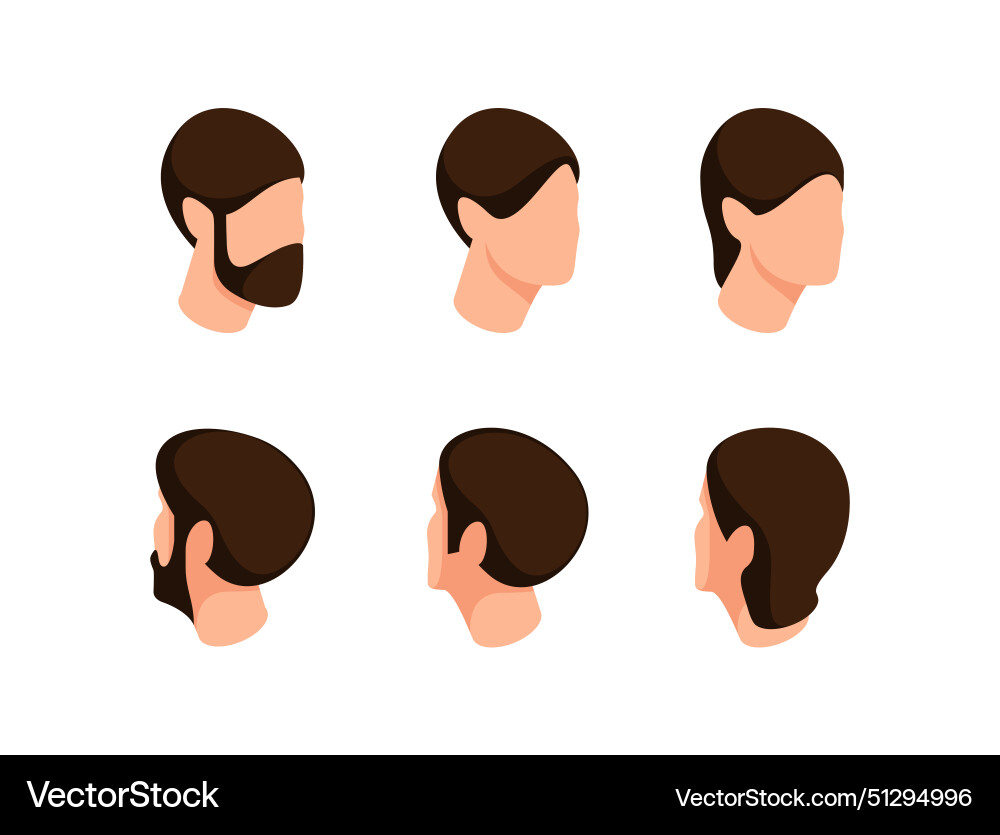 Six of male profile heads Royalty Free Vector Image