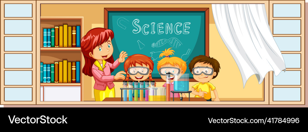 View through the window of classroom Royalty Free Vector