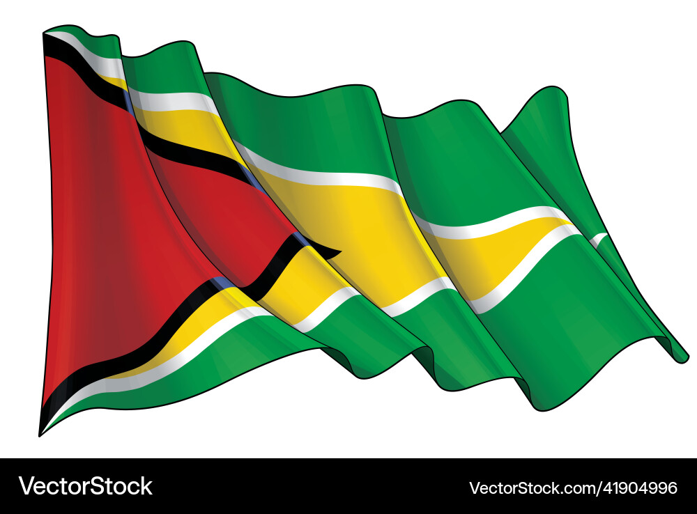 Waving flag of guyana Royalty Free Vector Image