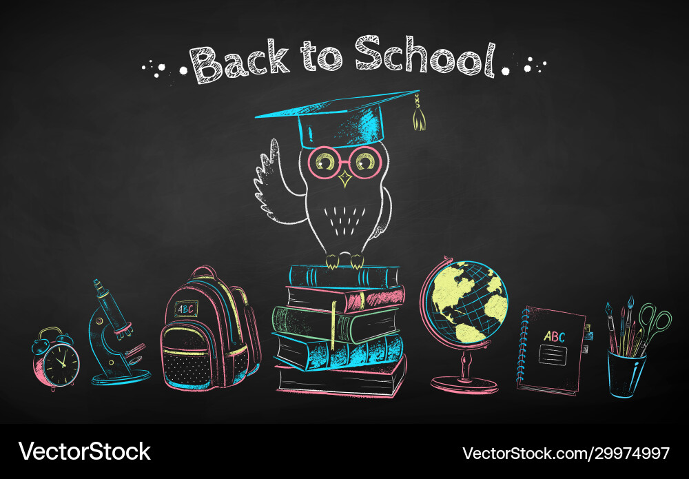 Chalk drawn poster education symbols Royalty Free Vector