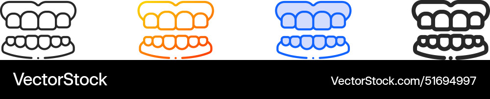 Denture iconthin linear gradient blue stroke Vector Image