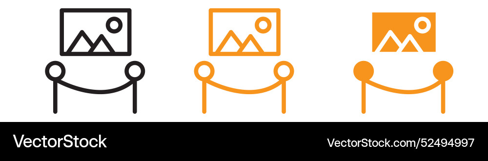 Exhibit icon set art and display for museums Vector Image